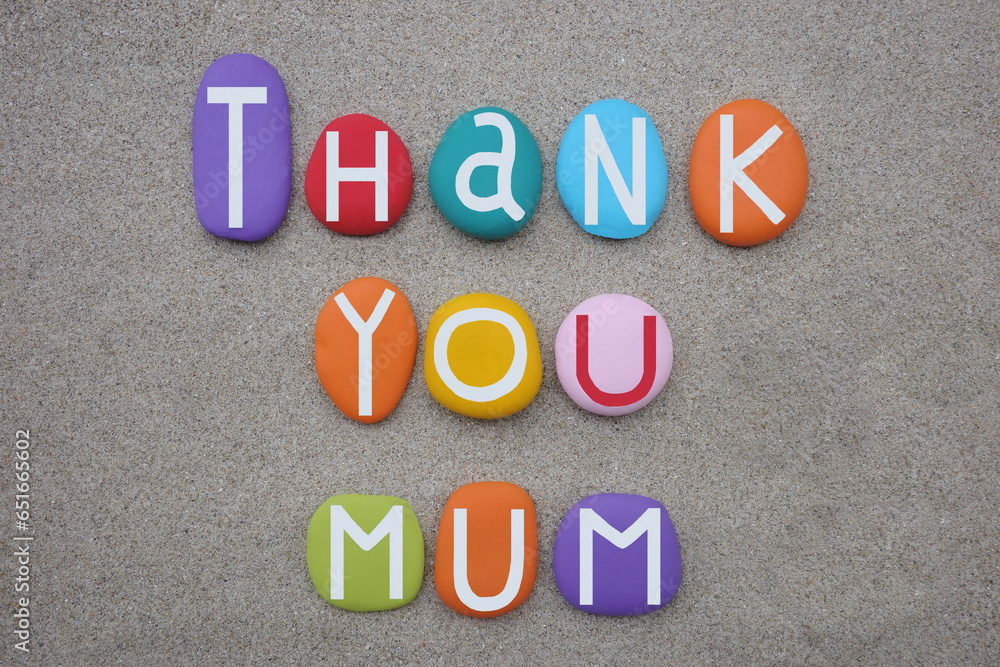 Thank you mum, creative message for a mother composed with hand painted ...