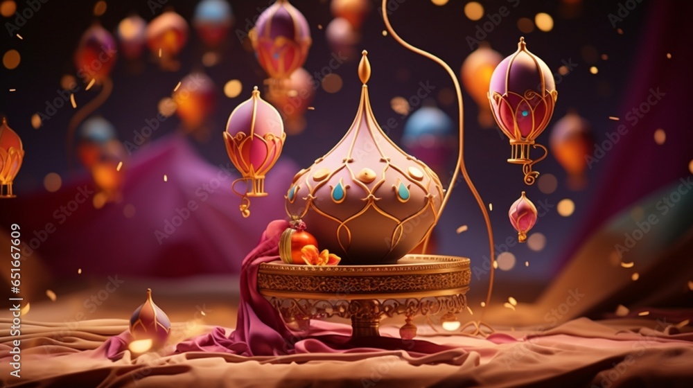 Foto de Create a 3D mockup of an Arabian Nights-inspired birthday party ...