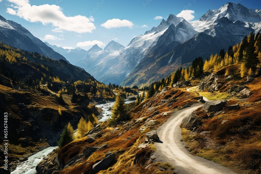 Rugged mountain pass with a winding trail, Trail Adventures, Alpine ...