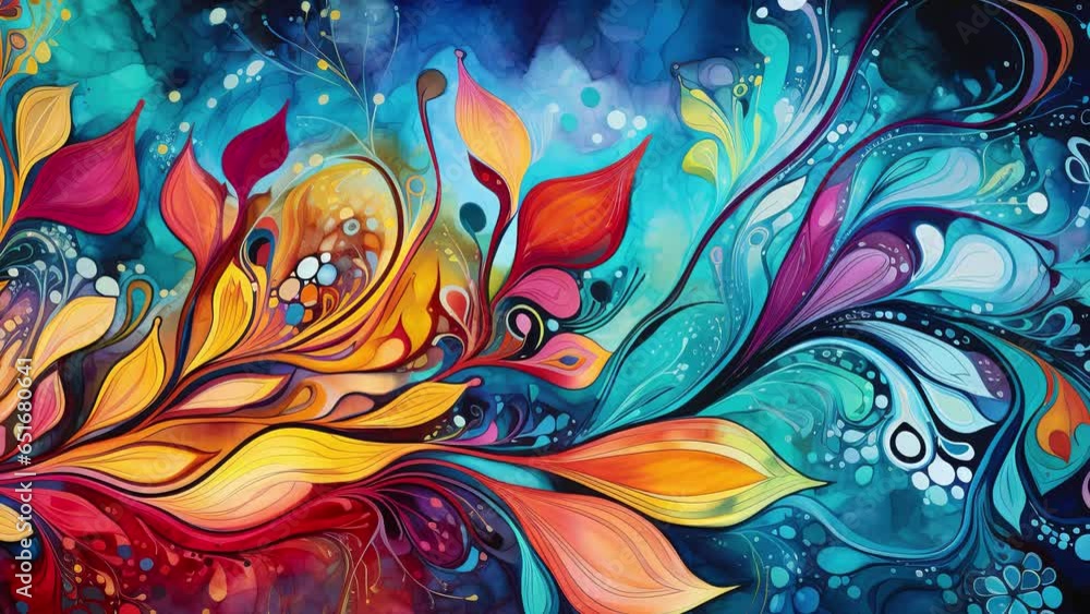 Vibrant batik motifs combined with reflective elements in abstract art ...