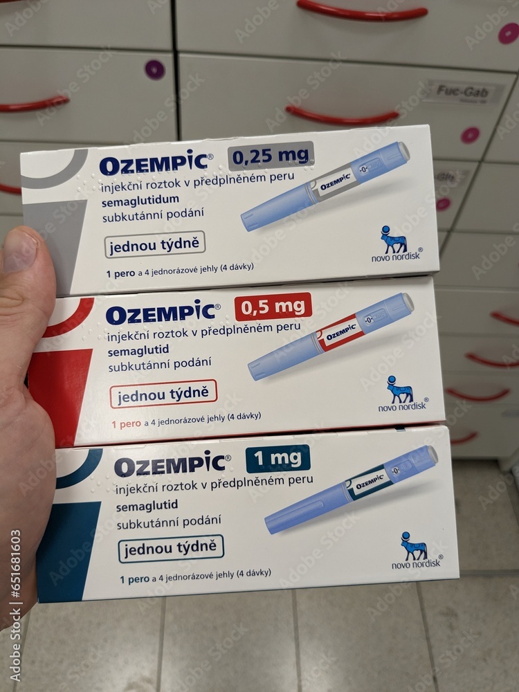 Prague,Czech republic- June 22 2024: Ozempic box. Czech version of ...