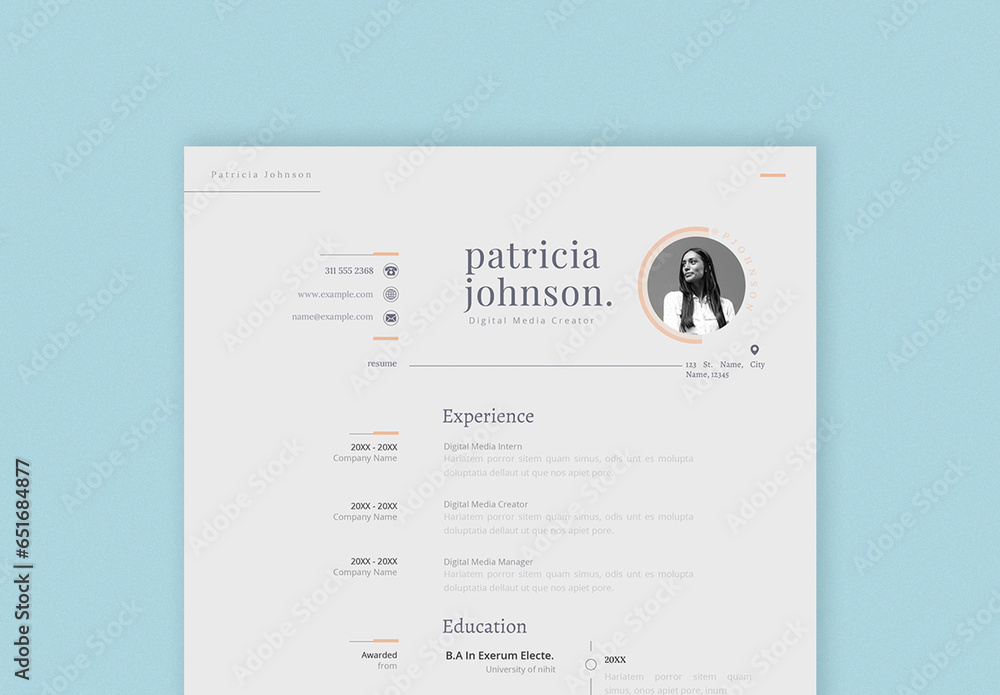 Elegant Resume Layout Stock Template | Adobe Stock