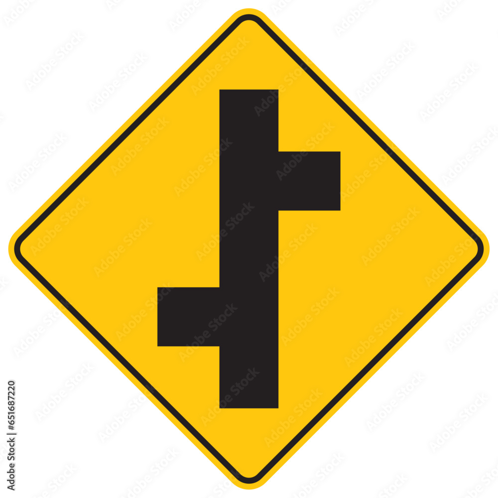 intersección escalonada primera a la izquierda, icono, vector, símbolo ...