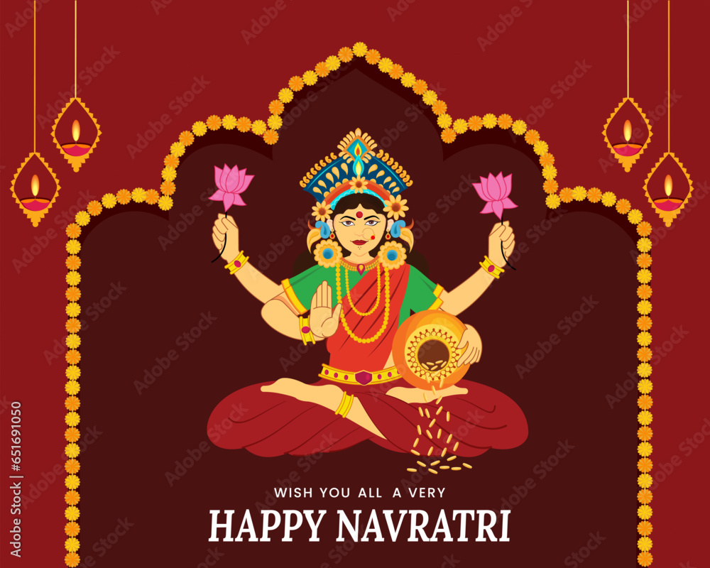 Durga puja celebration in india happy navratri with flower background ...