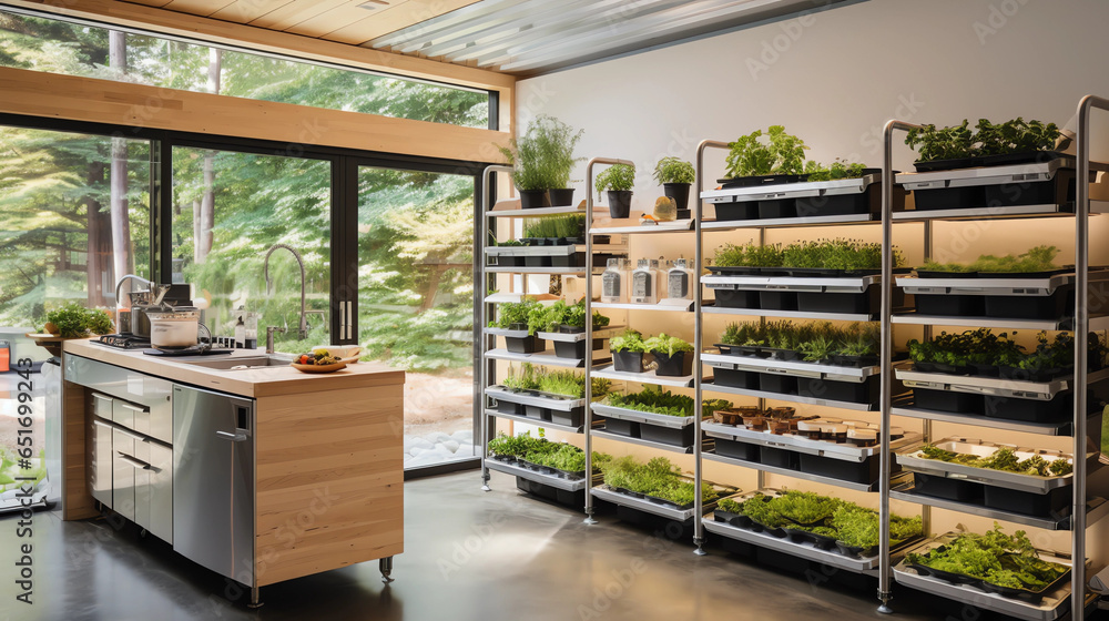 A modern kitchen designed for zero waste, with bulk storage containers ...