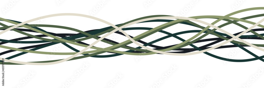 Abstract flowing wavy line in green color scheme isolated on white ...