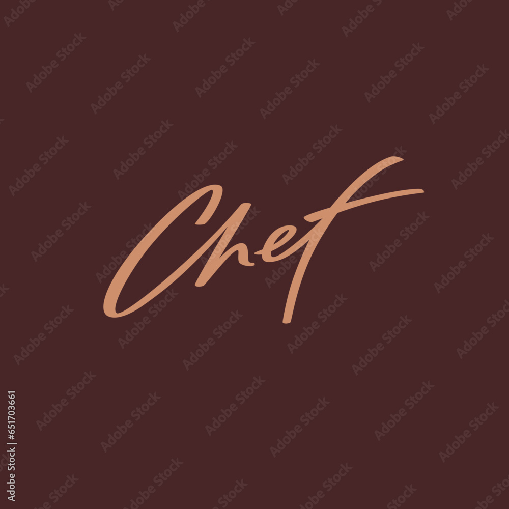 Chef lettering Vector calligraphy word text font. Apparel clothing ...