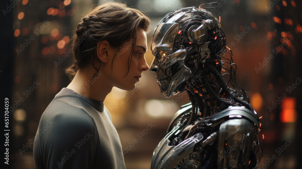 Robot and human facing each other - the love between a human and ...