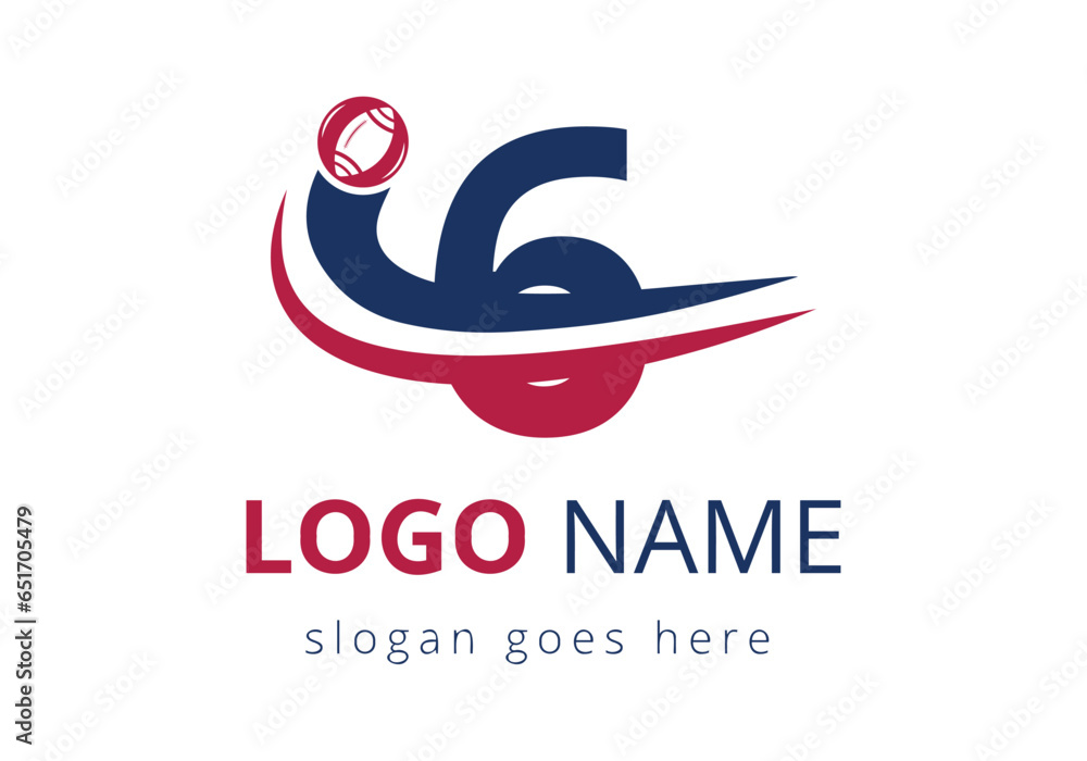 6 Letter with Rugby Sports Logo Concept, Football Logo Combined With ...