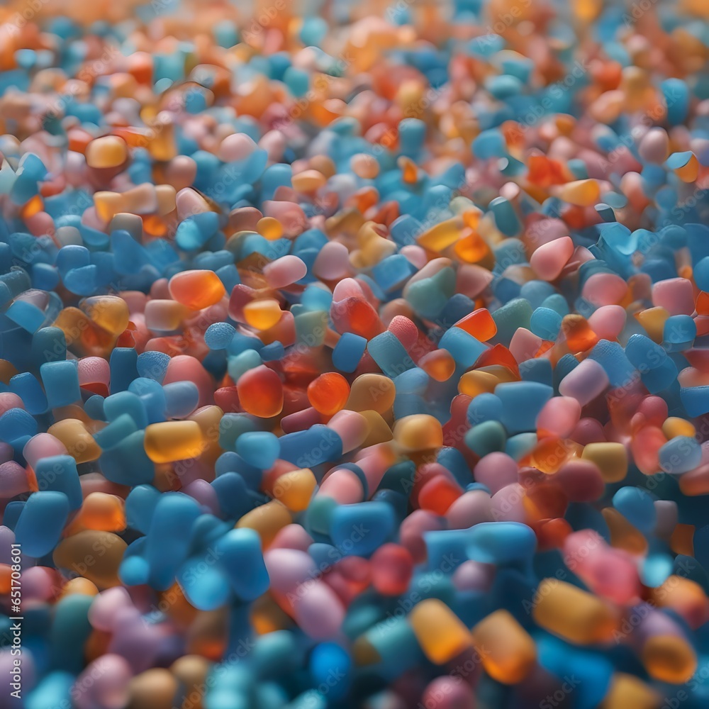 Hand holding recycled plastic chips as raw material in production ...