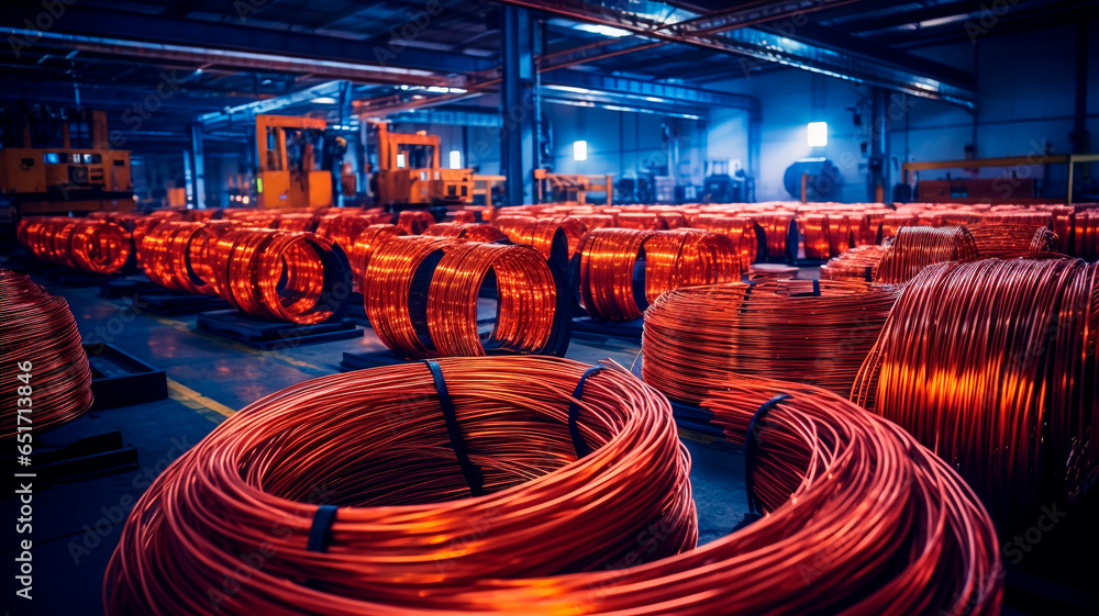 wires and cables in coils, photos of cable production in the factory ...