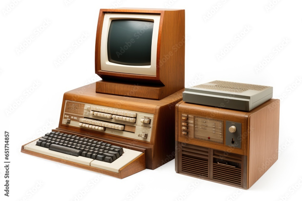 Vintage computers, like the iconic from the 1980s, showcase the history ...