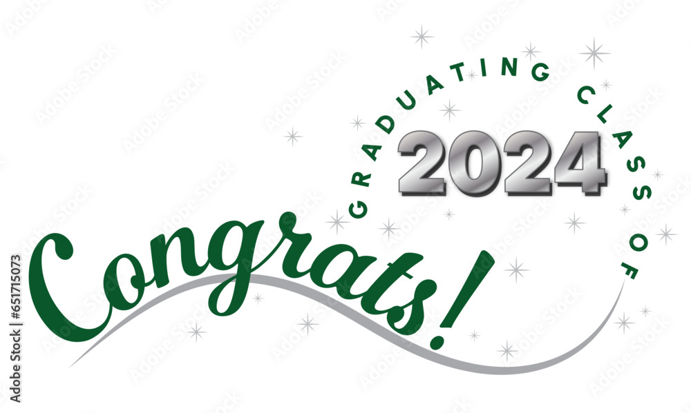 White background - Congrats Graduates Text - in Green with 2024 in ...