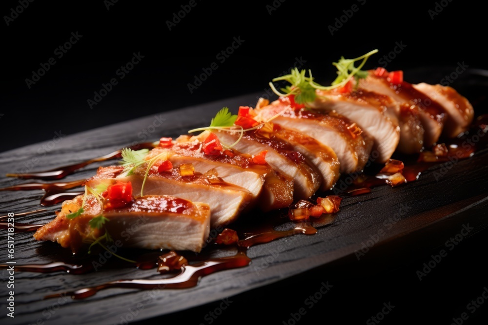 Chicken Teppanyaki, thinly sliced chicken mixed with a base of soy ...