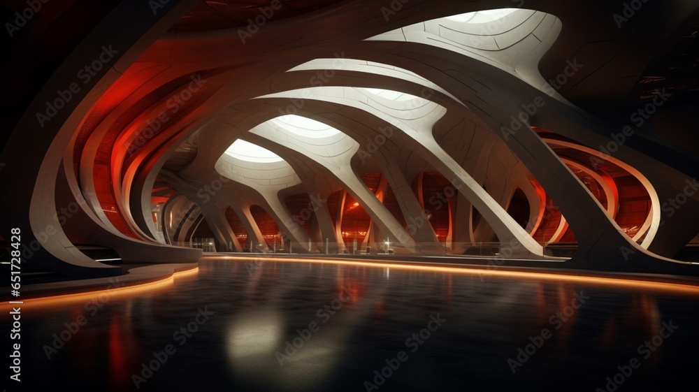 Cavernous architecture digital art room image AI generated art Stock ...