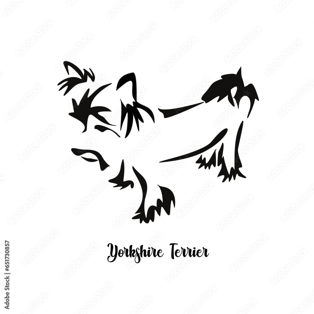 Vetor de Logo of a small dog breed Yorkshire terrier. Proudly sitting ...