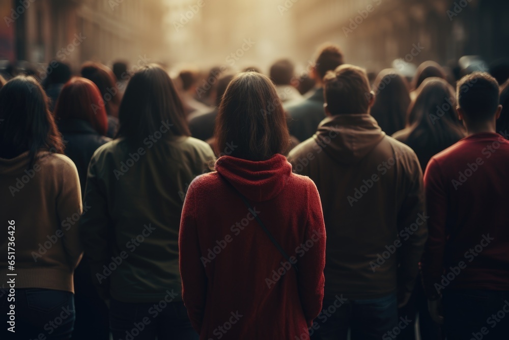 Cancel Culture Concept. Lot of people standing with their backs. Female ...