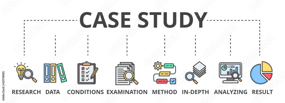 Case study web banner icon vector illustration concept with icon of ...