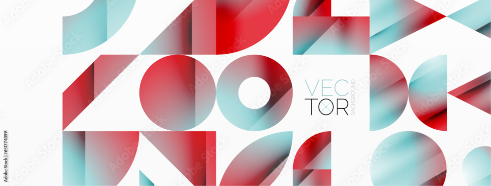 Assorted geometric shapes unite in a minimalistic abstract backdrop ...