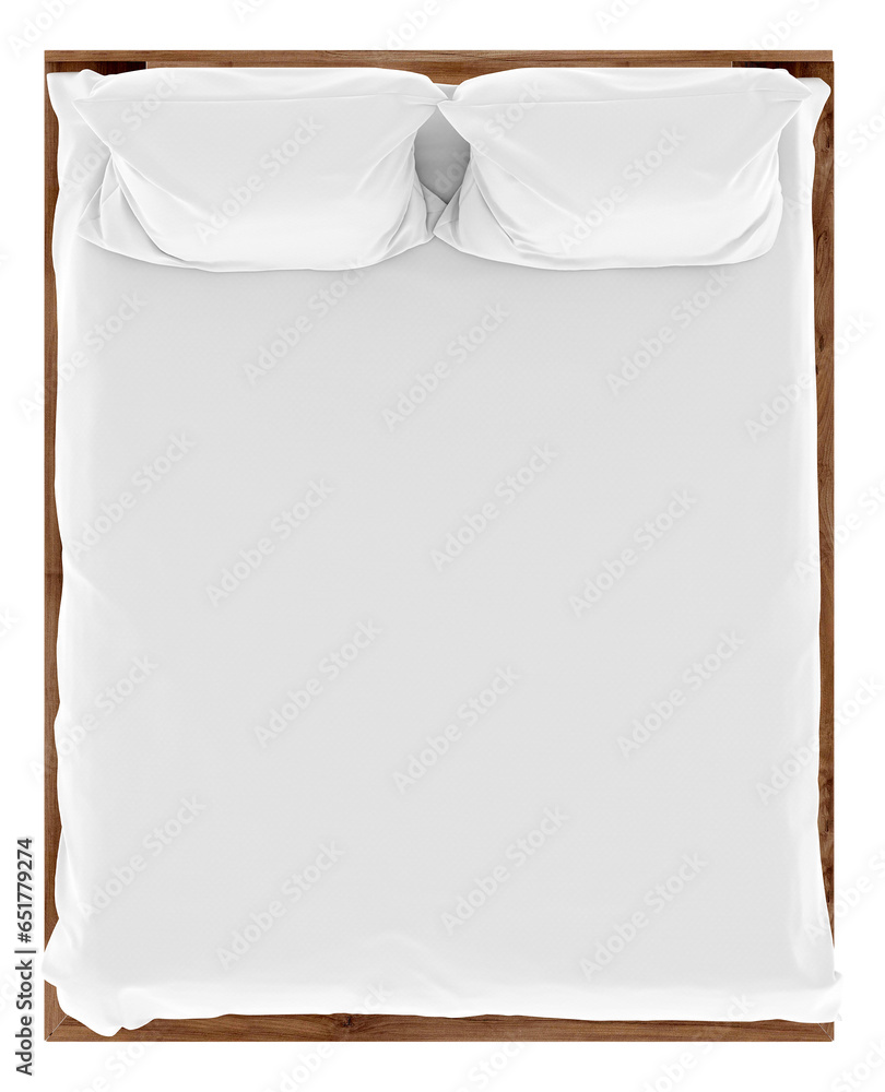 King-Size Bed Top View 3D Render with transparent background Stock ...