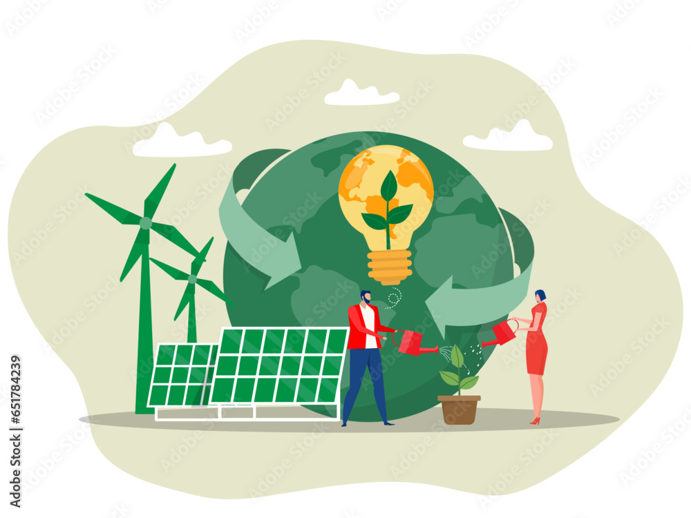 Green Clean Energy Concept ,People with environmentally friendly energy ...