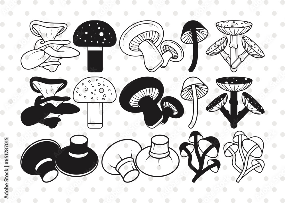 Mushroom Silhouette, Mushroom SVG, Witchy Mushrooms Svg, Fungus Svg ...