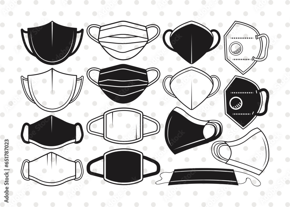 Face Mask Silhouette, Face Mask SVG, Quarantine Mask Svg, Face Mask ...