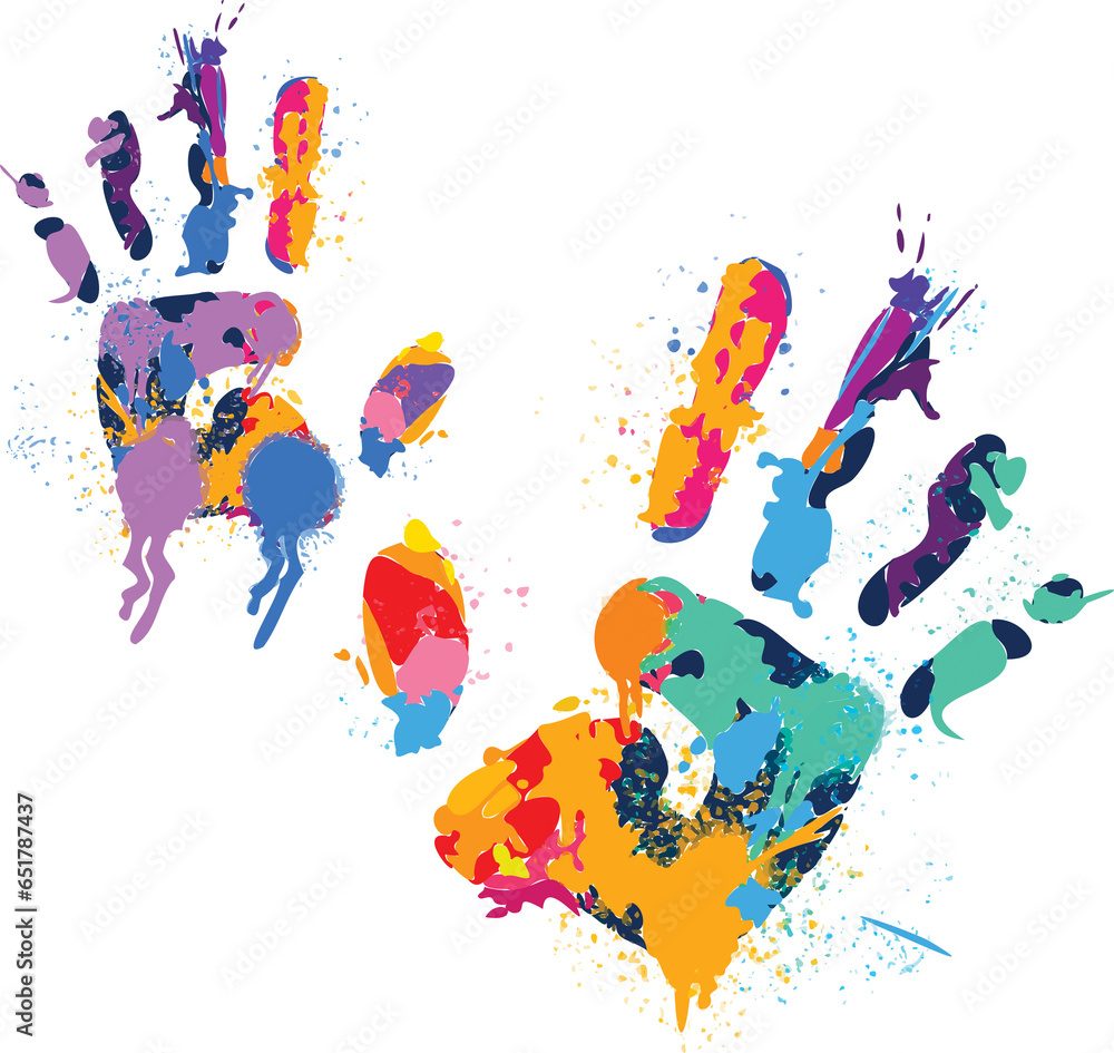 Digital png illustration of colourful hand prints on transparent ...