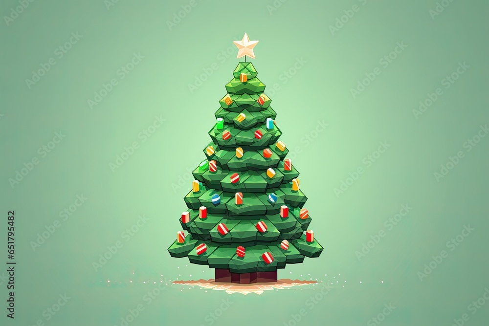 pixel art christmas tree for holiday card background design, simple ...
