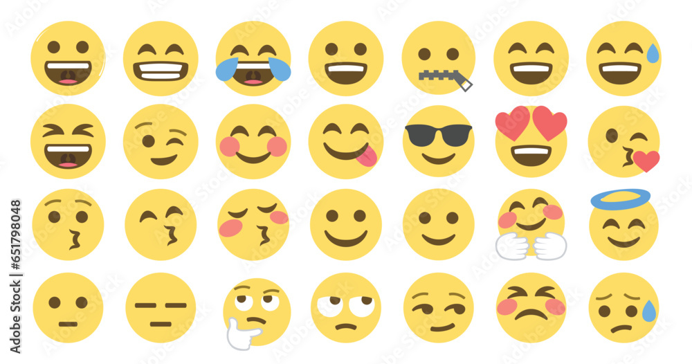 Set of emoji face expressions Stock Vector | Adobe Stock