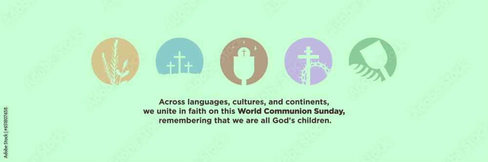 World Communion Sunday Banner. Flat religious icon on pastel background ...