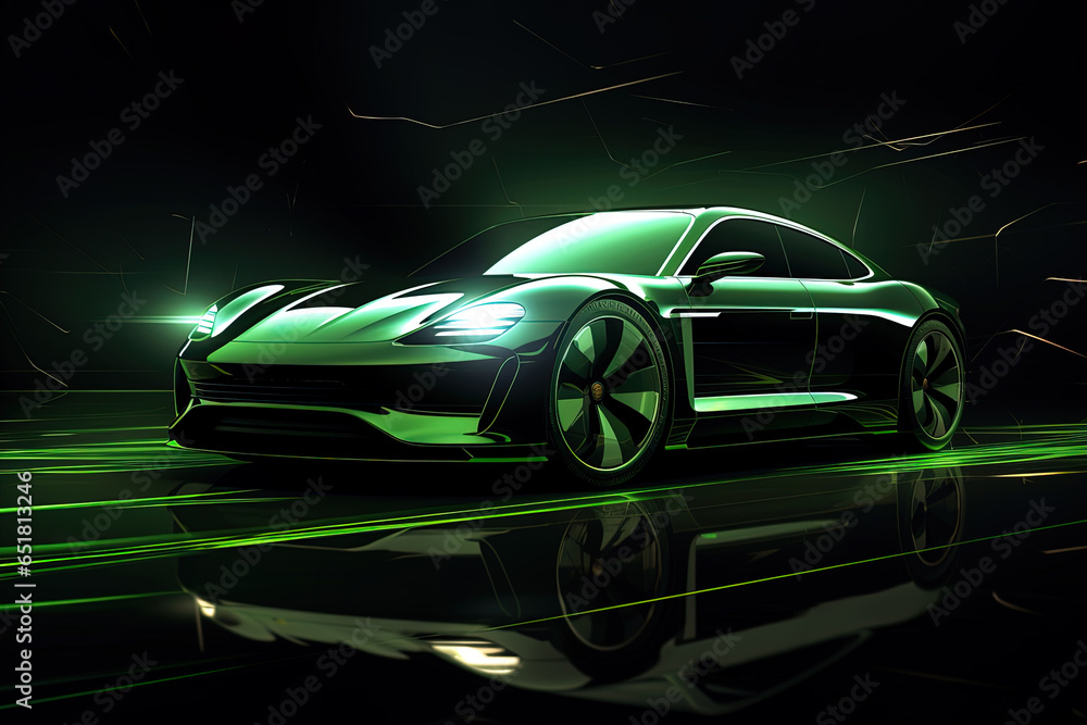 green sports car wallpaper with fantastic light effect background Stock ...