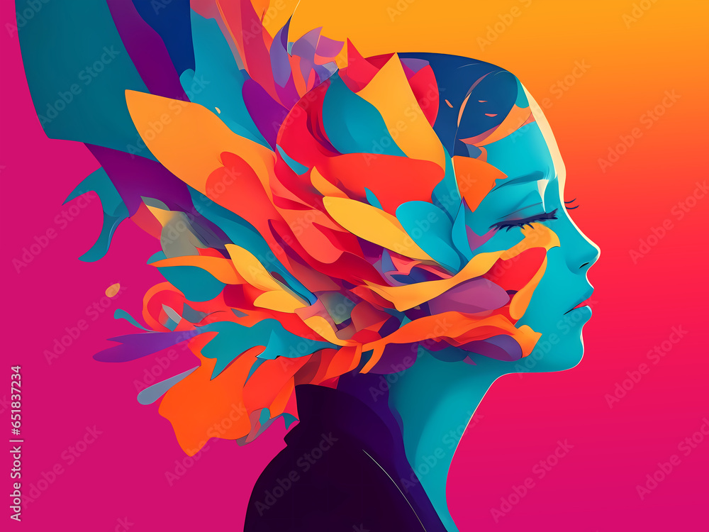 Head of a distressed individual silhouette. Anxiety and unpleasant ...