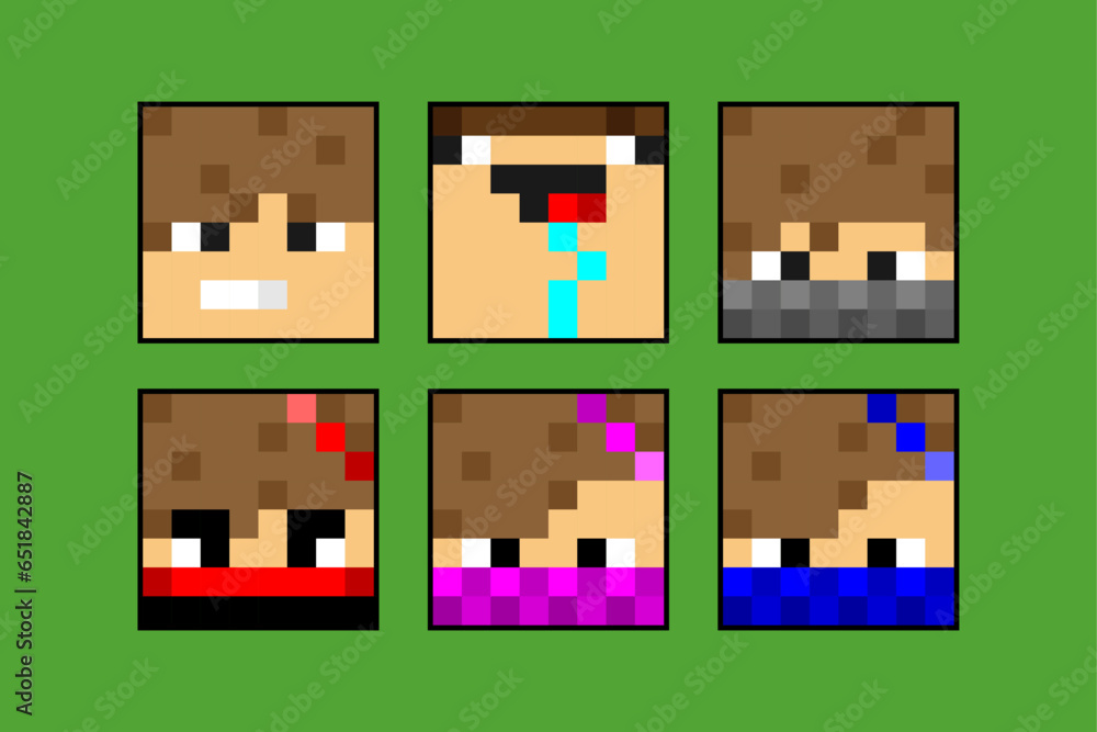 Large set of colored pixel masks isolated on white background. 8 bit ...