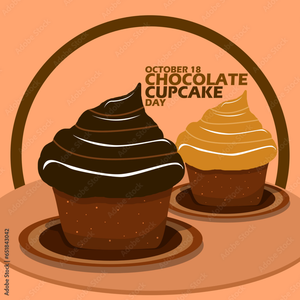 Two cupcakes with chocolate and caramel flavors served on a small plate ...
