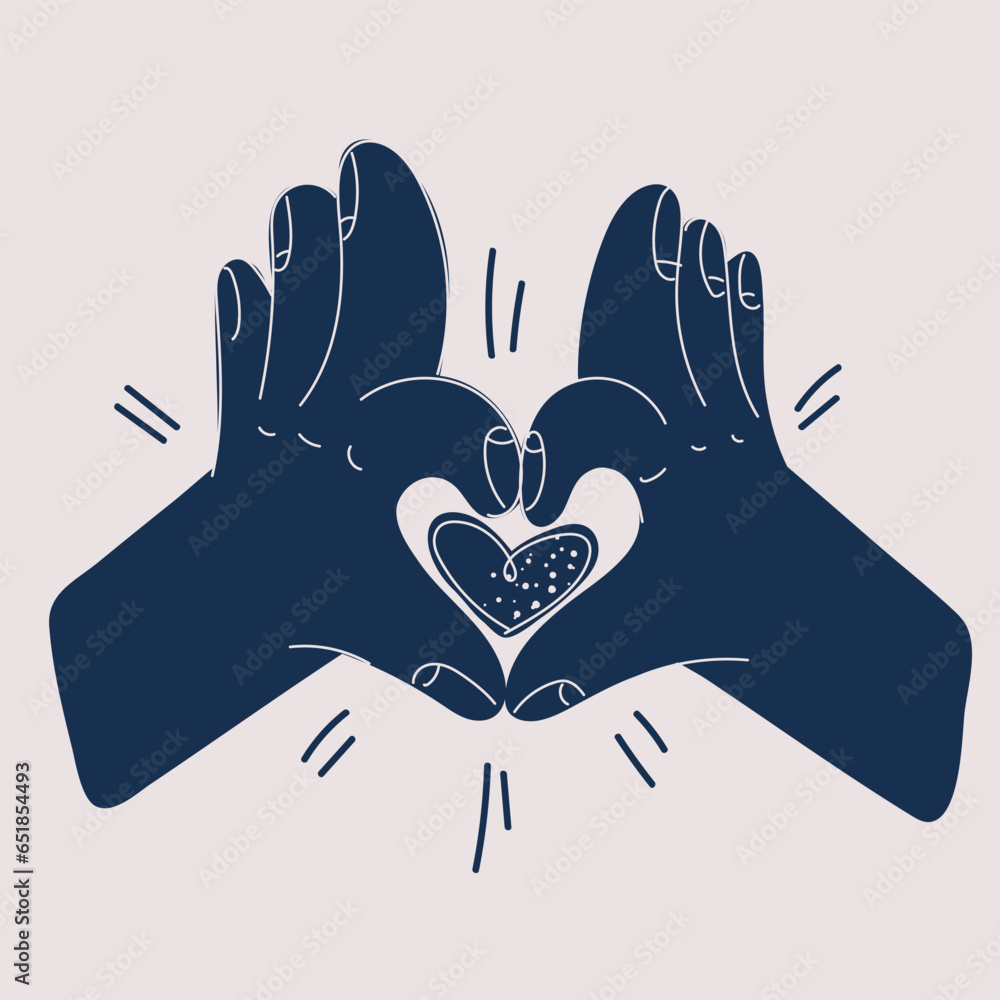 Cartoon vector illustration of heart silhouette being loved and feeling ...