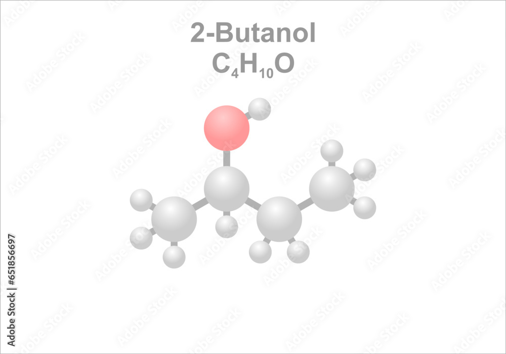 2-Butanol. Simplified scheme of the molecule. Use as solvent for ...