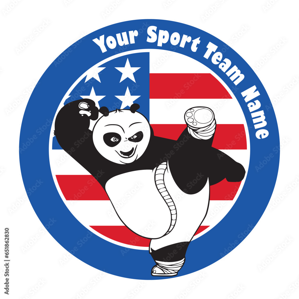 round karate sport logo, uniquely featuring a charismatic panda icon ...