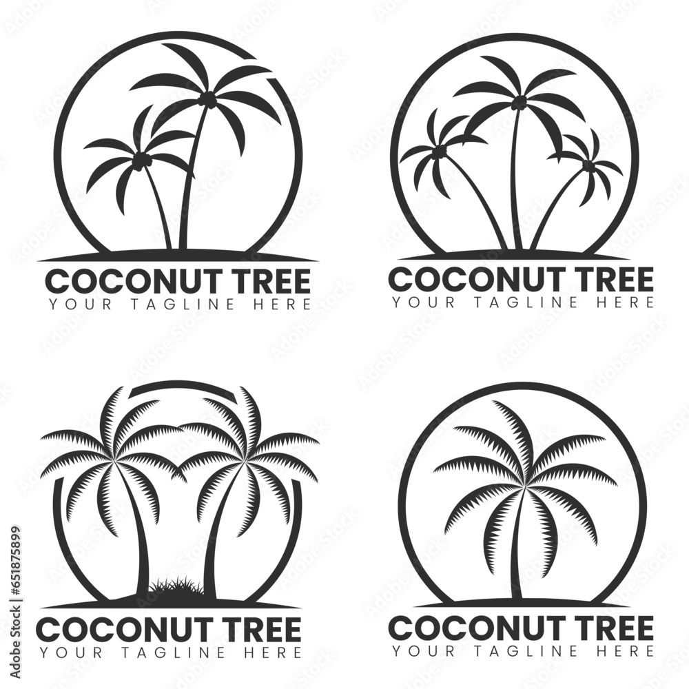 Coconut Tree Logo, Tree Logo, Coconut Tree silhouette, Coconut Plant ...