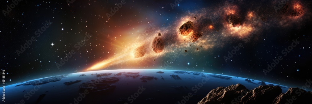 A Visual Representation Of A Comet Meteor Asteroid Or Meteorite Falling ...