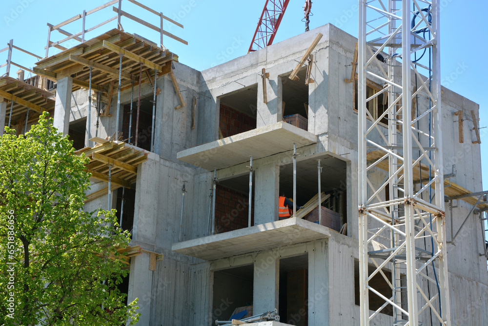 Construction of a concrete frame building Stock Photo | Adobe Stock