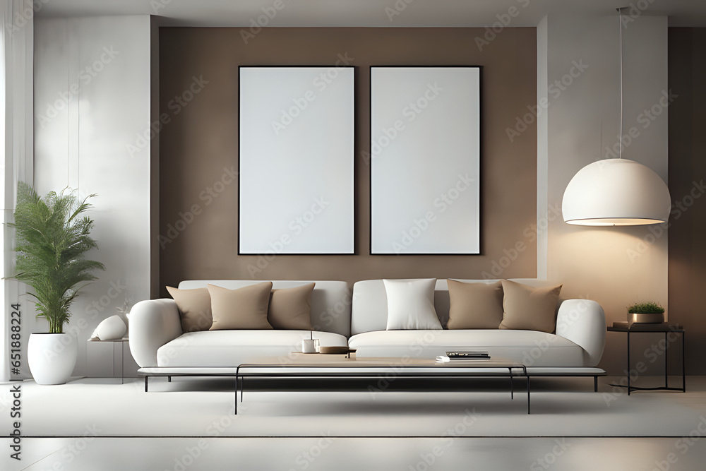 Modern cozy sofa and concrete wall in living room interior, modern ...