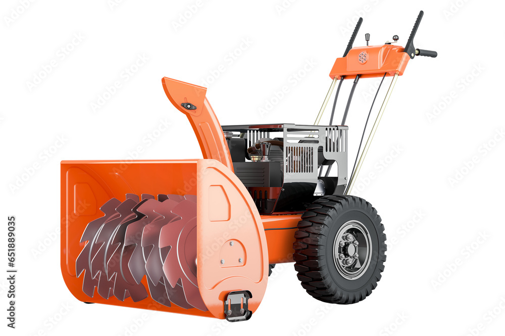 Snow blower, snowblower or snow thrower. 3D rendering isolated on ...