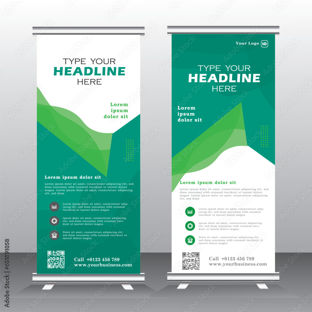 Modern Green color roll up business brochure flyer banner design ...