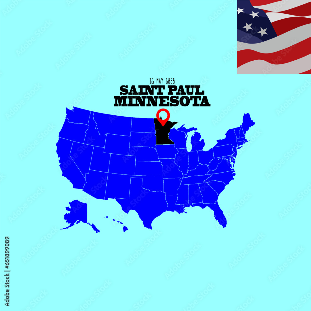 Vector illustration of geographic map of US states and names of their ...