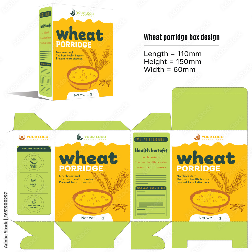 A Wheat porridge box design Stock Vector | Adobe Stock