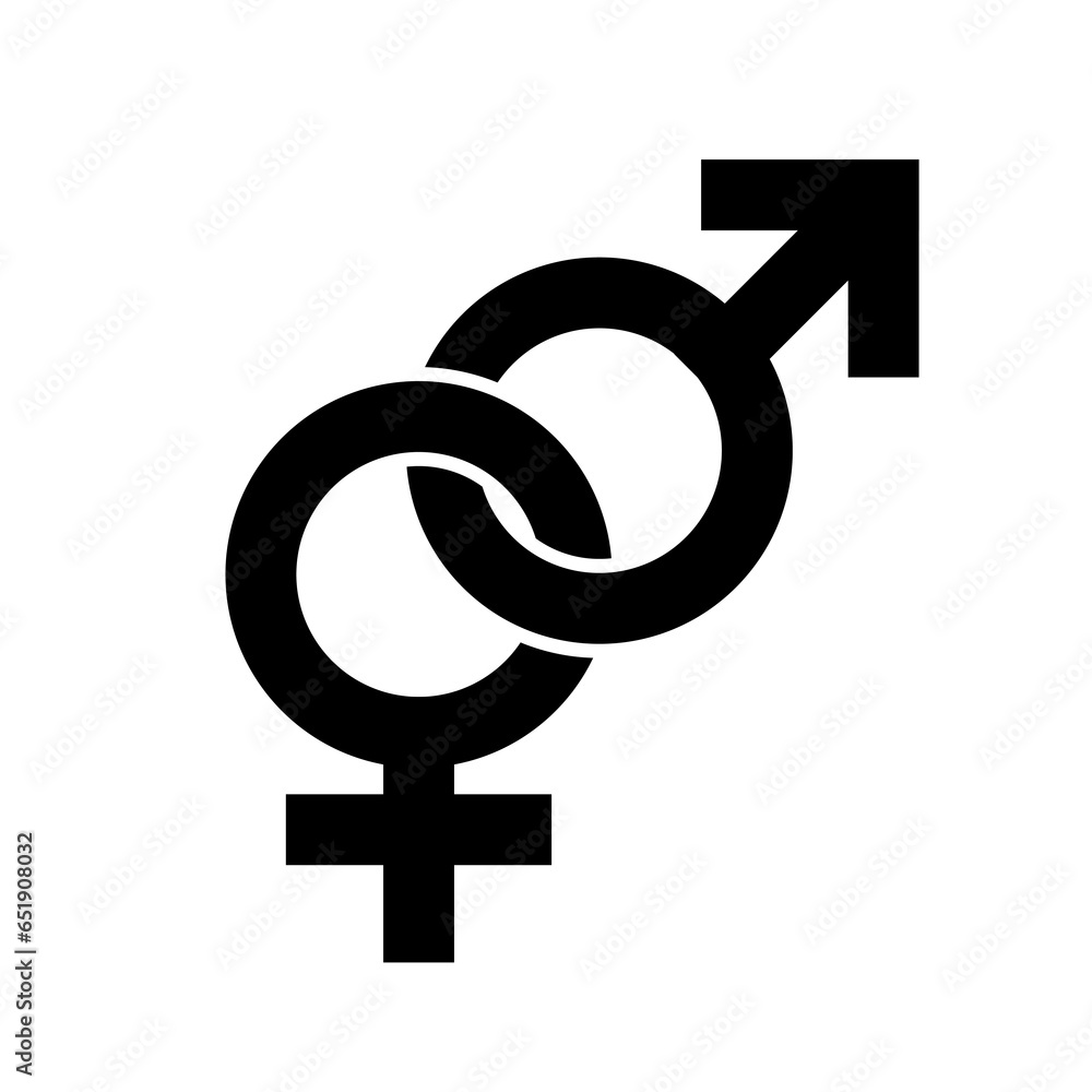Heterosexual gender symbol, male and female sign isolated on white ...