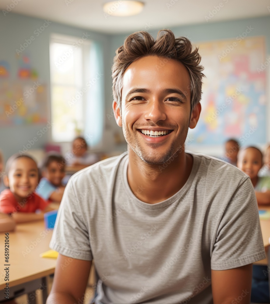 Teacher with Group of Preschool Children in Classroom, Preschool ...