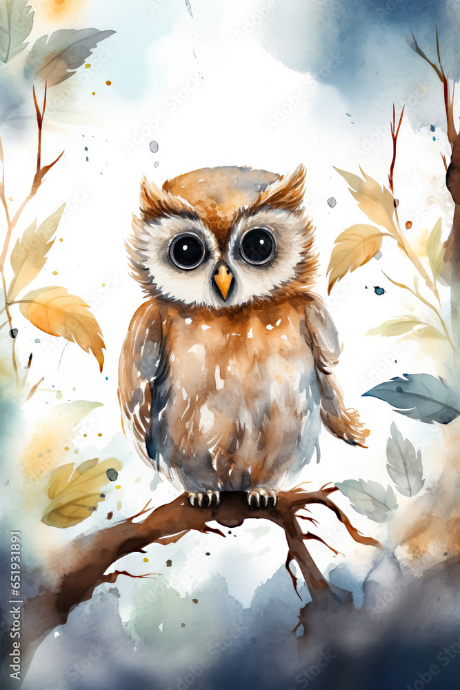 Watercolor Woodland Owl Digital Papers, Woodland Backgrounds, Woodland ...