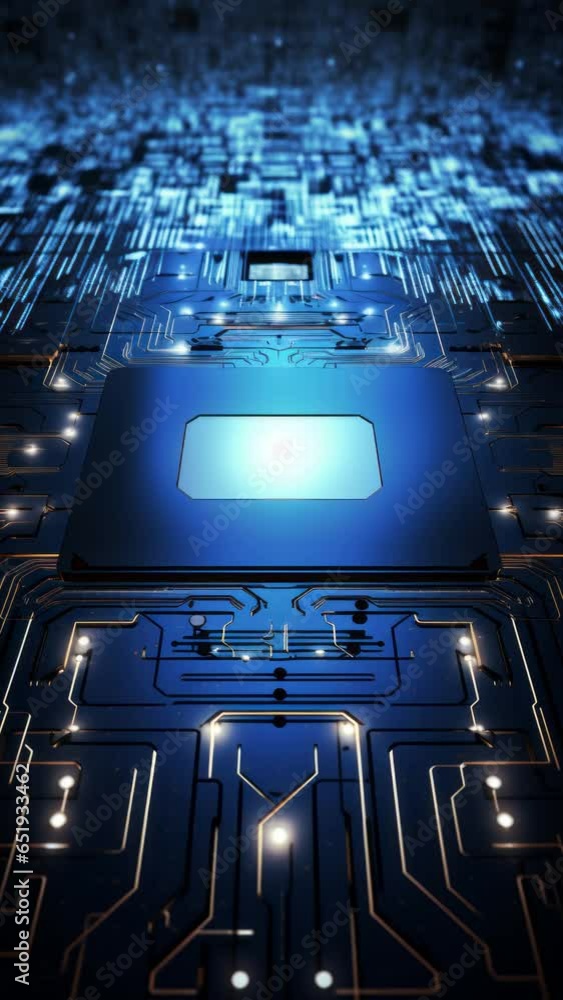 Vertical video abstract technological background from a fiber optic ...